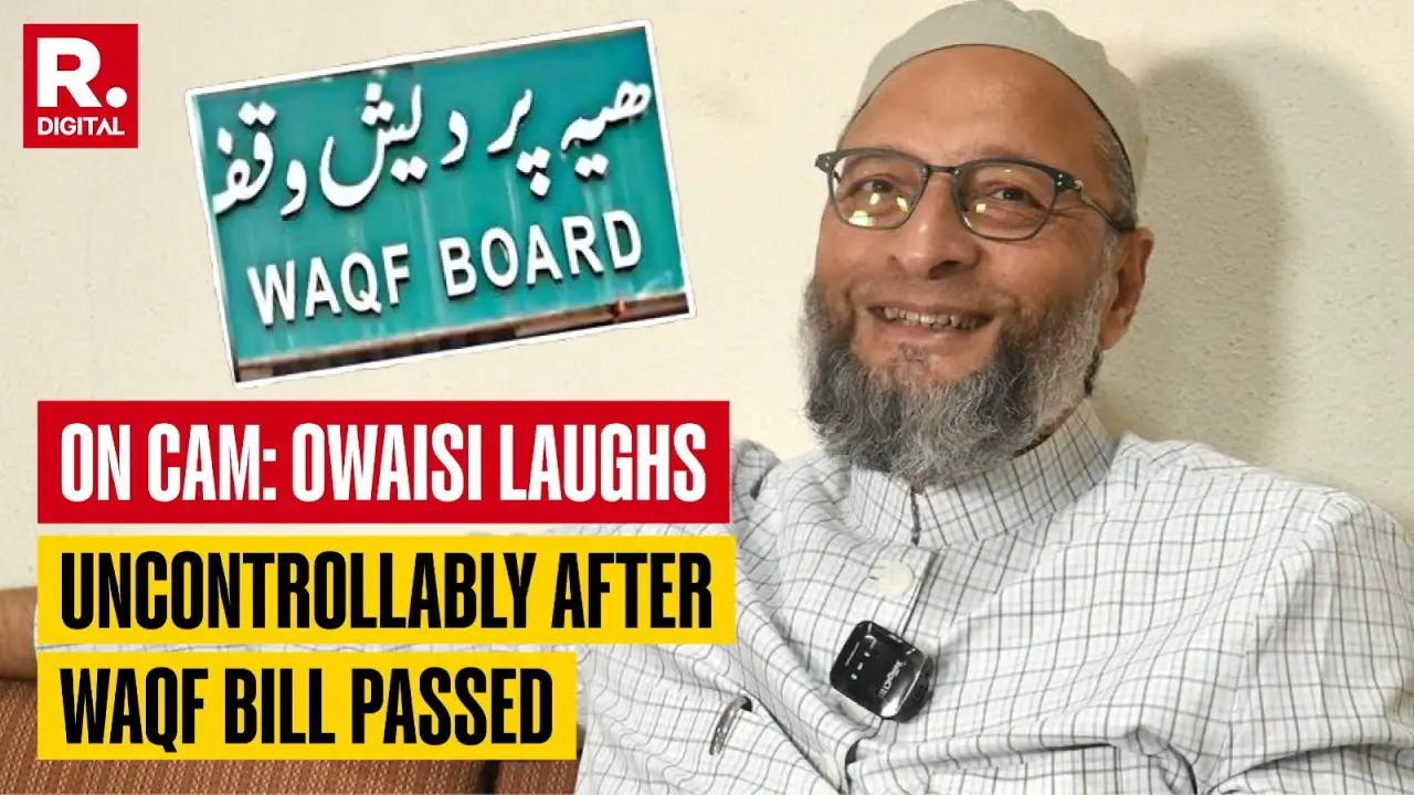 On Cam: AIMIM Chief Owaisi Seen Laughing, Joking With Colleagues After Waqf Bill Passed | Rajya ...