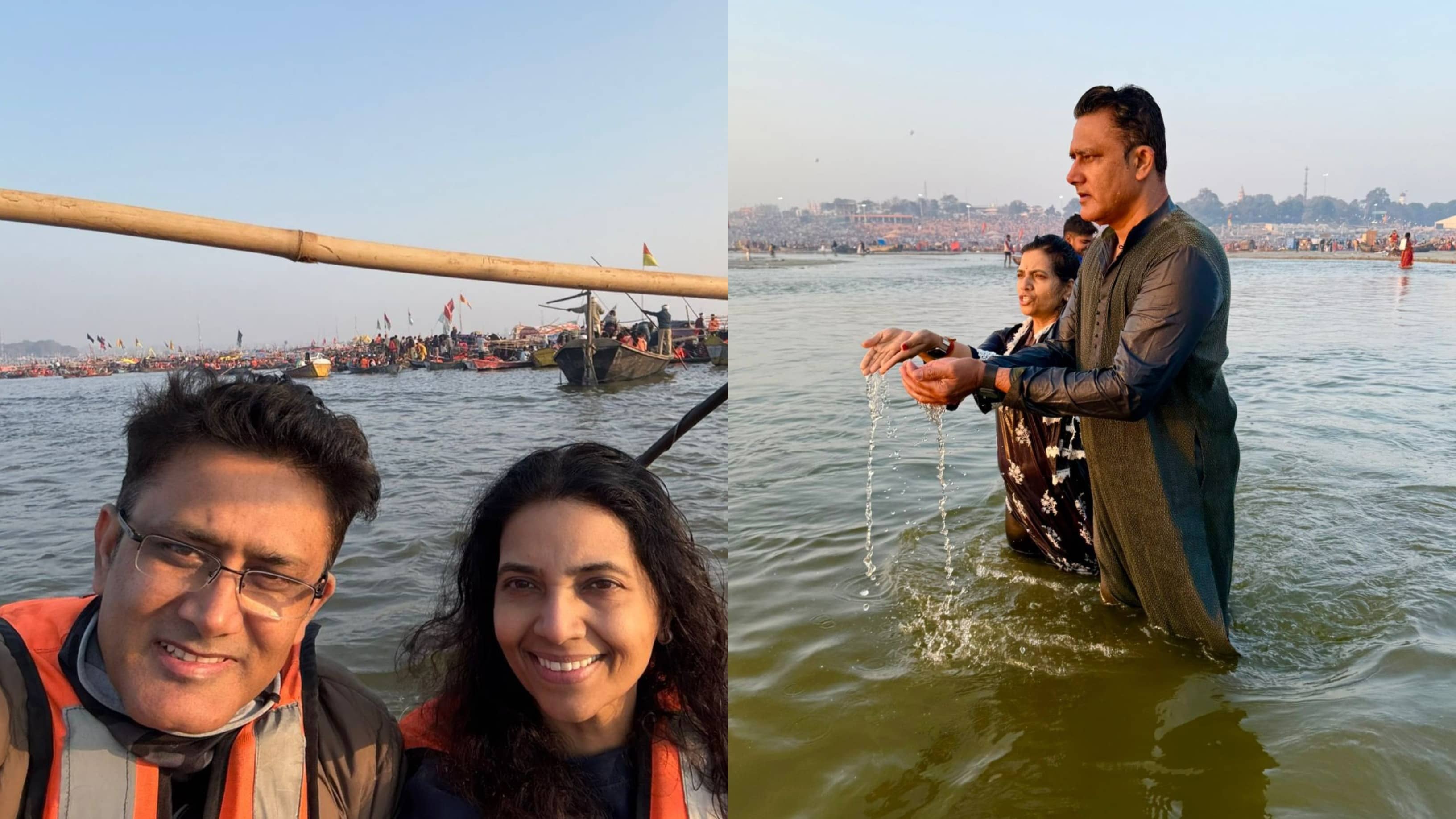 Anil Kumble, Wife Take Holy Dip In Sangam At Mahakumbh 2025 | WATCH | Republic World