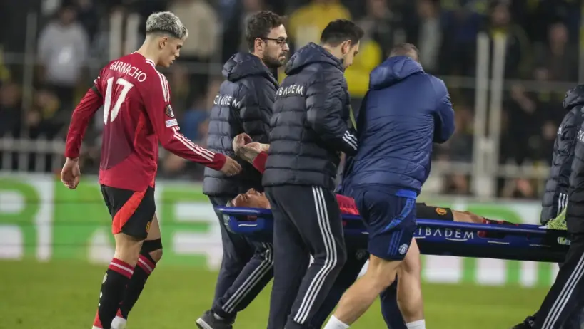 Manchester United winger Antony wearing protective boot after injury ...