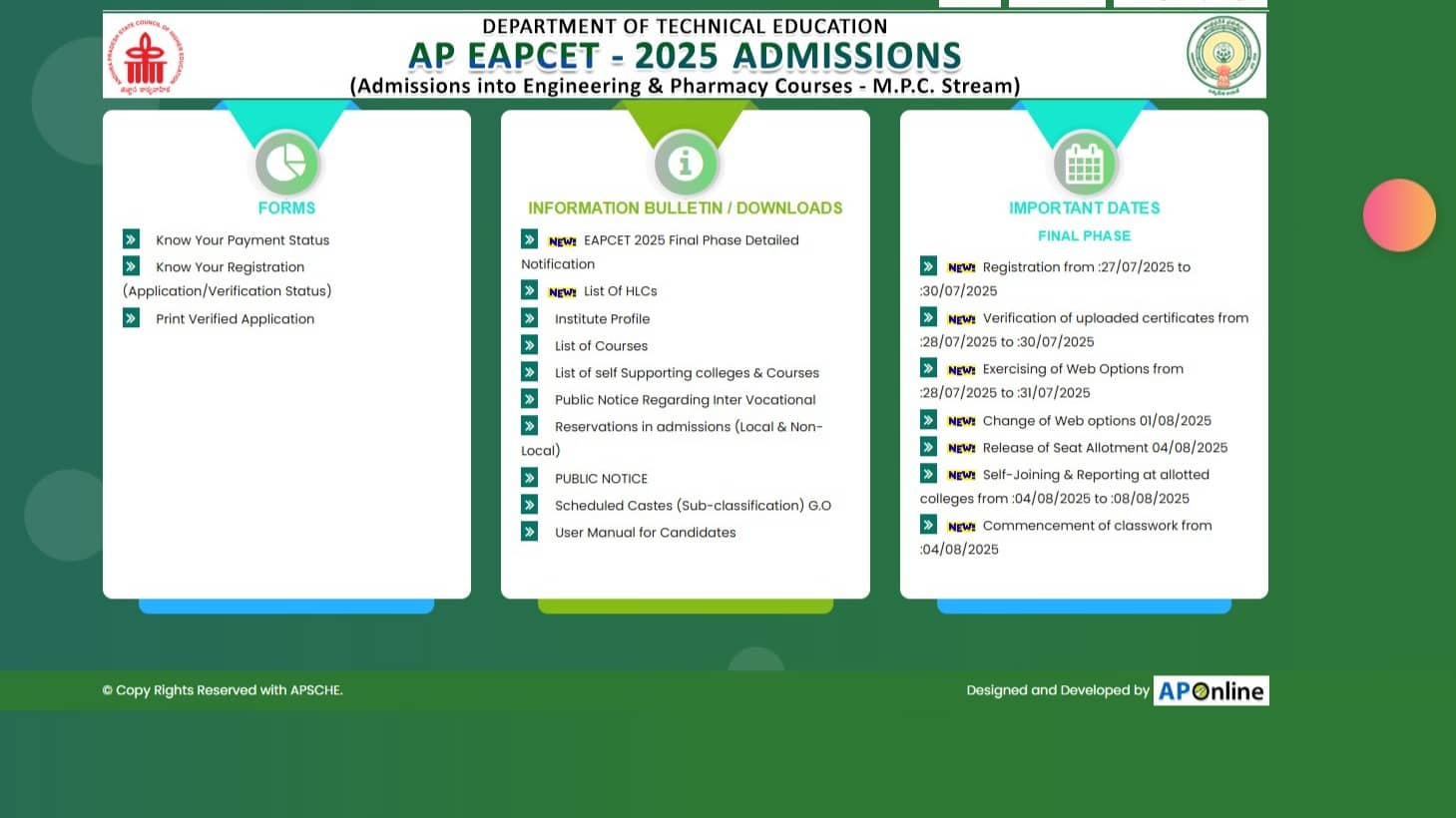 AP EAMCET 2025 Final Phase Seat Allotment Result Out at eapcet-sche.aptonline.in, Direct Link to ...