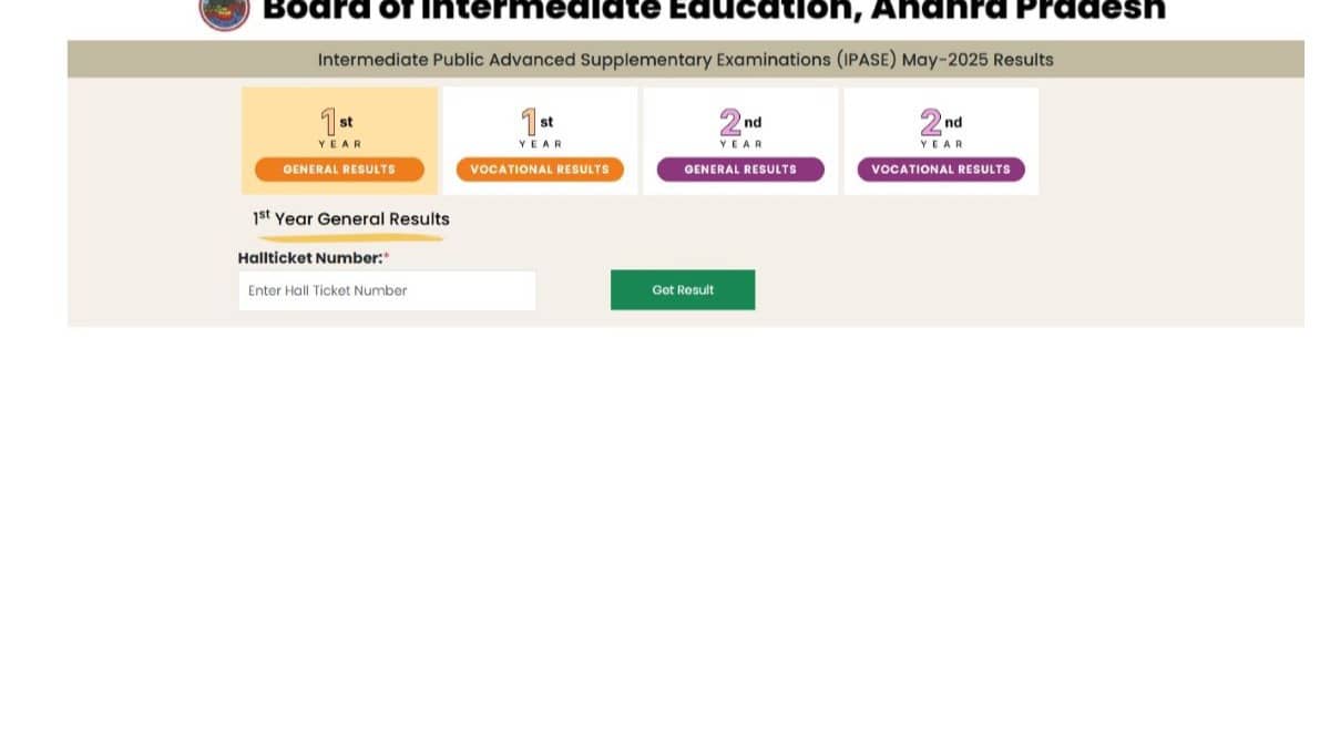 AP Inter Supplementary Results 2025: Declared at resultsbie.ap.gov.in ...