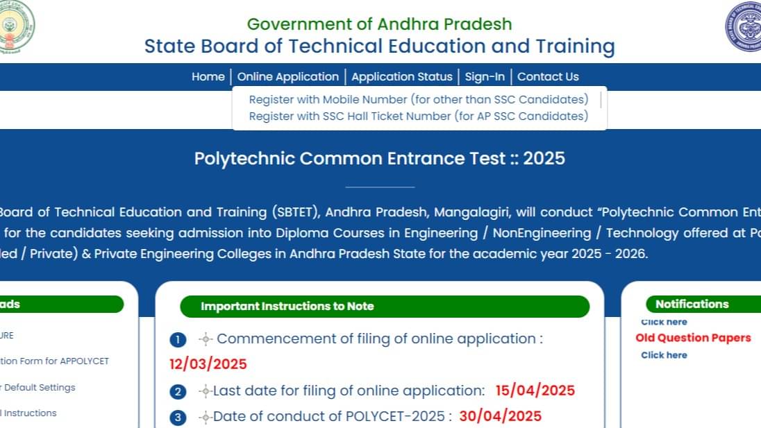 AP POLYCET 2025 Application Form Released at polycetap.nic.in, Direct ...