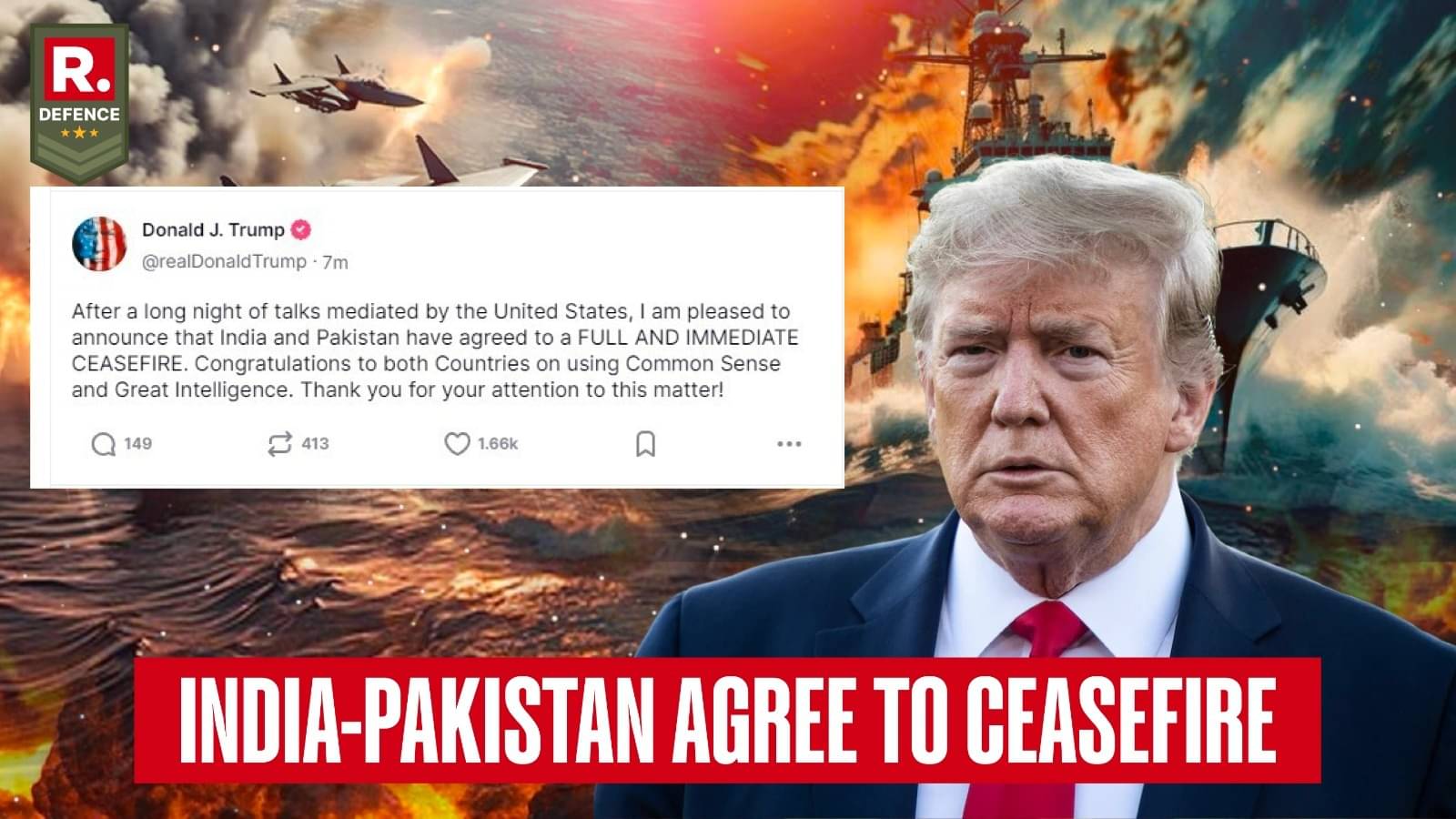 Donald Trump Tweets India And Pakistan Have Agreed To Ceasefire ...