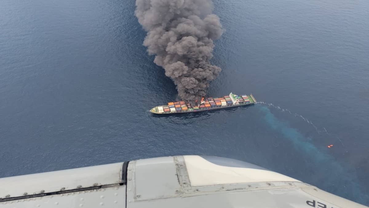 Huge Explosion On Singapore Cargo Ship Off Kerala Coast, Crew Members ...