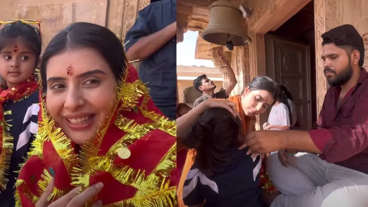 Charu Asopa ने किए अपनी कुलदेवी के मंदिर में दर्शन, माता रानी को चढ़ाए बेटी जियाना के बाल ...