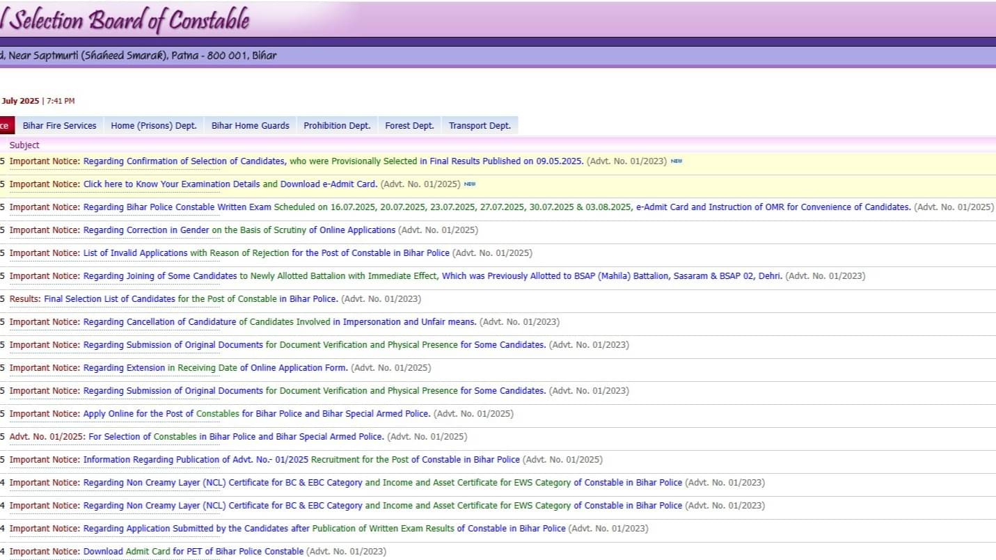 CSBC Bihar Police Admit Card 2025 Tomorrow at csbc.bihar.gov.in, Here's ...