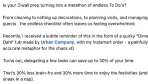 Urban Company’s ‘Dimag Ka Dahi’ Freebie Goes Viral as Diwali Stress ...