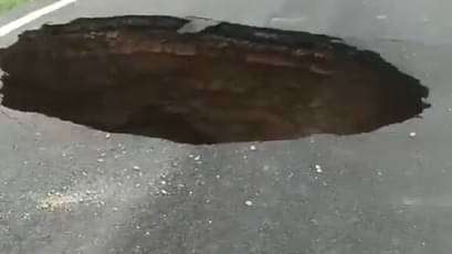 On Camera: Portion of Newly Constructed Road Caves-In near Uttar ...