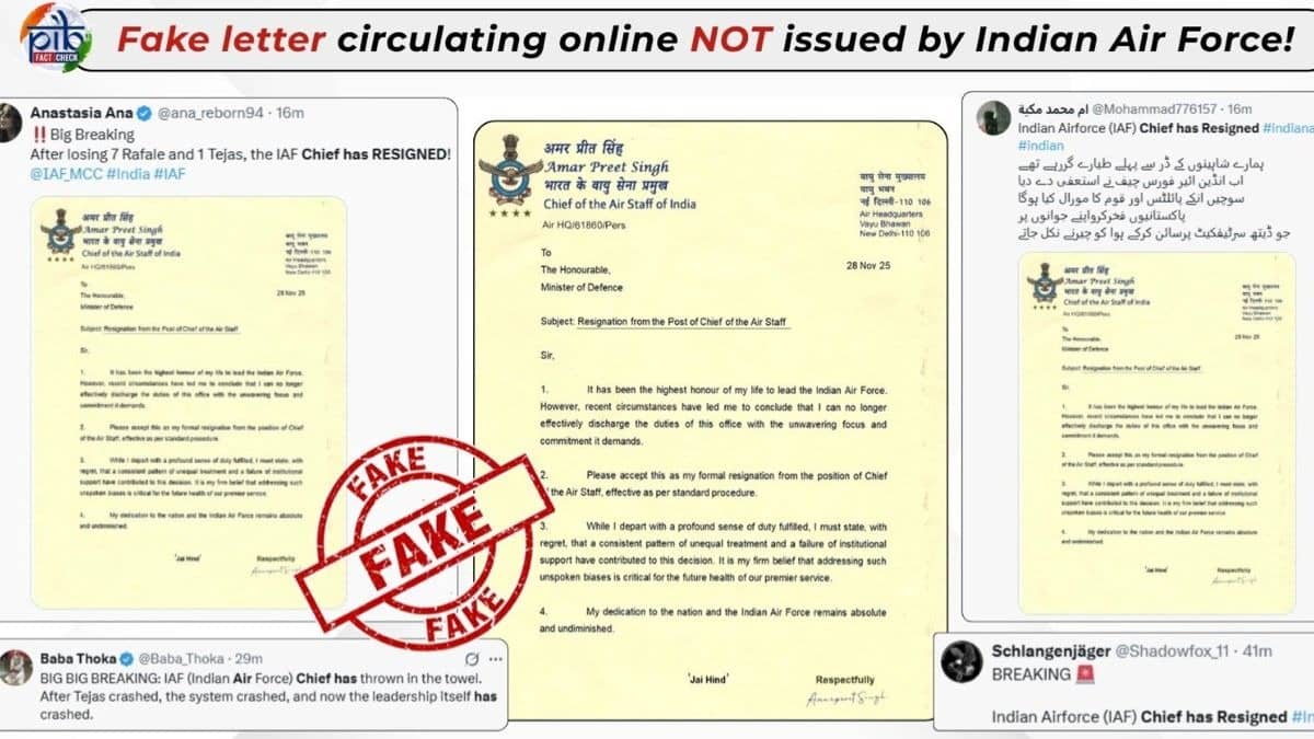 Fake Letter Claims IAF Chief AP Singh Resigned After Losing 7 Rafale ...