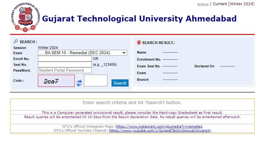 GTU 2025 Result Out for Winter Session on gtu.ac.in, Direct Link to ...