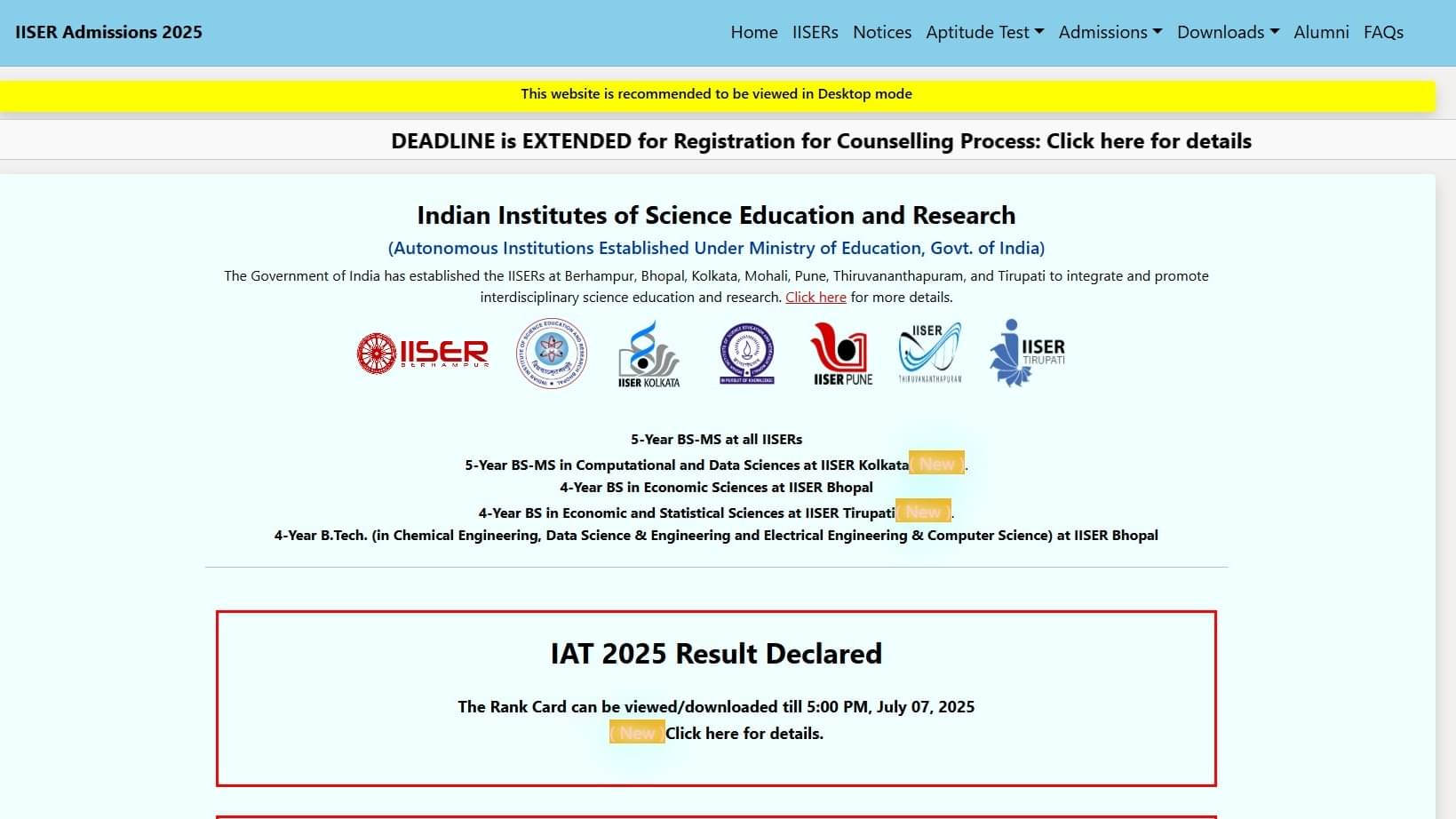 IISER IAT Counselling 2025 Registration Deadline Extended to July 7 ...