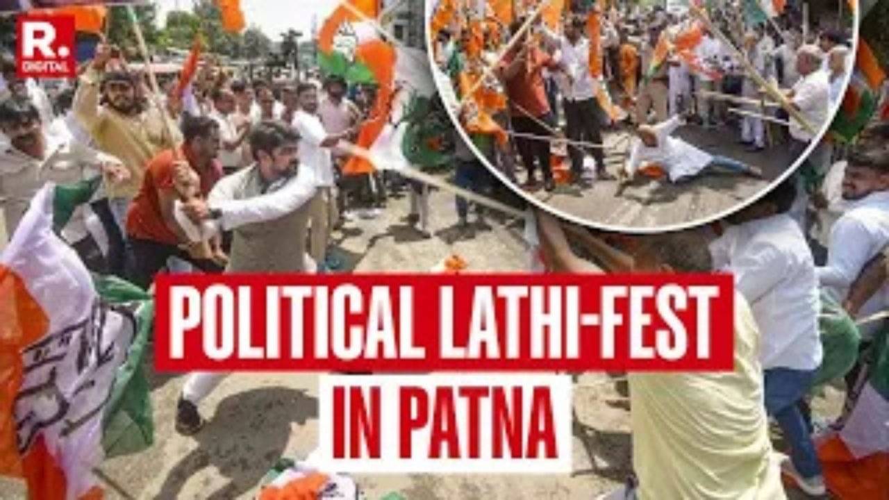 Video: BJP-Congress Clash in Patna Sparks Lathi Battle | Republic World