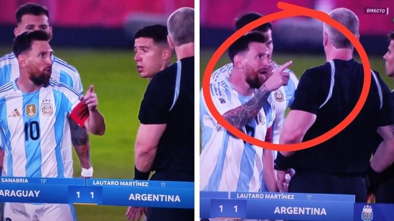 Lionel Messi Engages in Heated Exchange with Referee In Argentina vs Paraguay World Cup ...