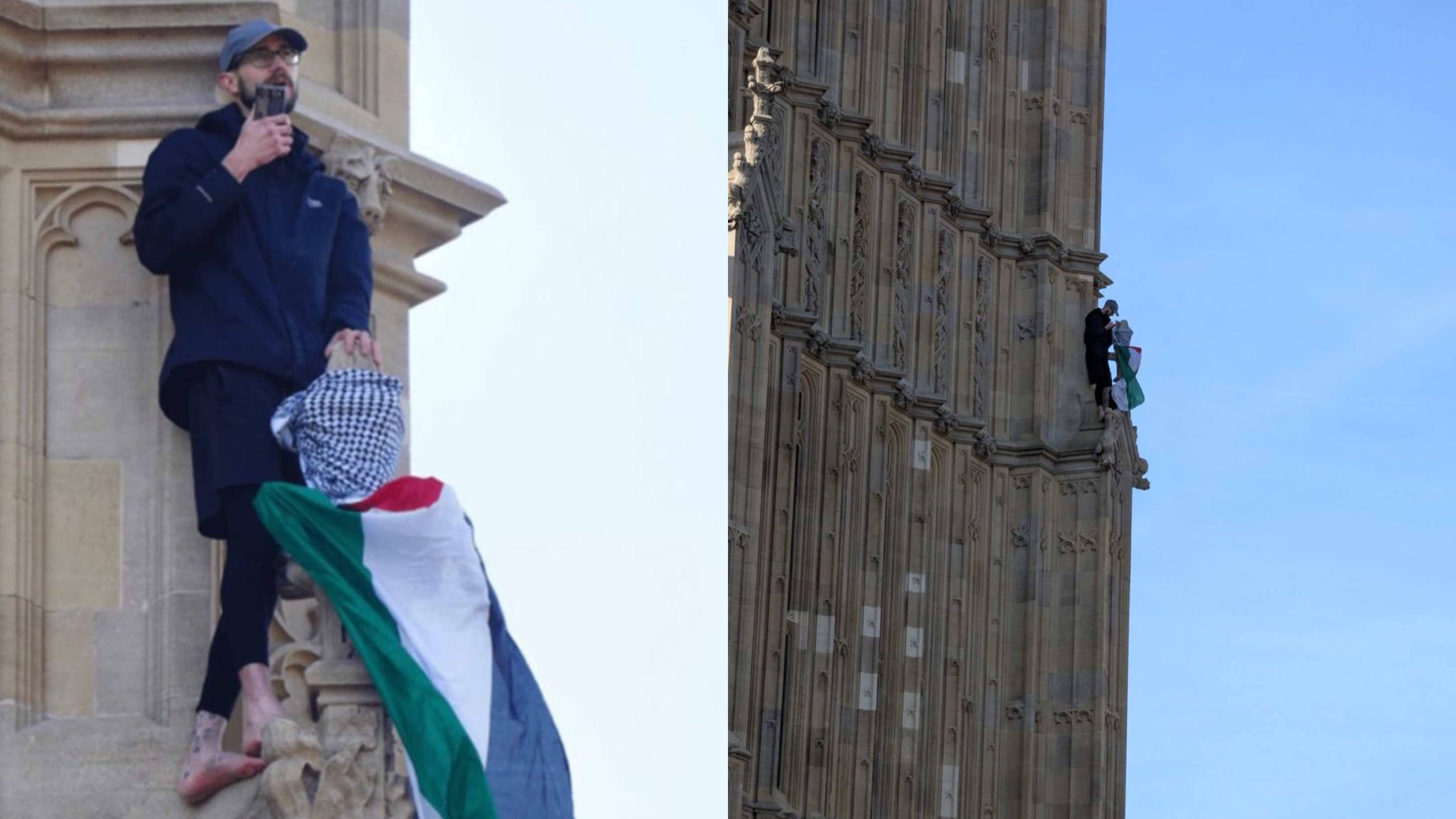 Man Climbs Big Ben in London with 'Free Palestine' Flag, Sparks Outrage ...