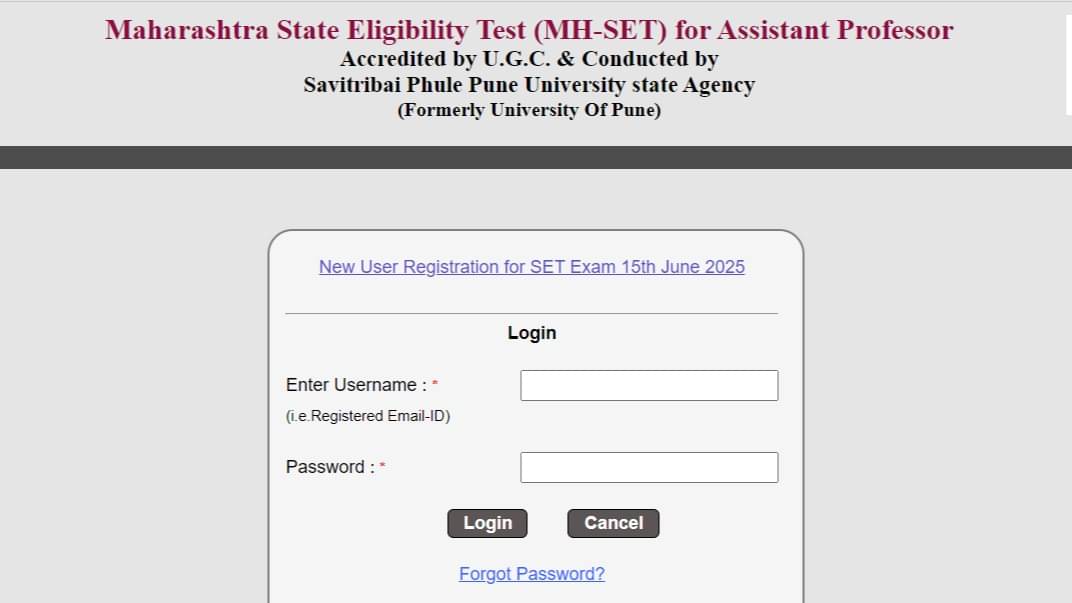 MH SET 2025: Registration Begins at setexam.unipune.ac.in, Direct Link ...