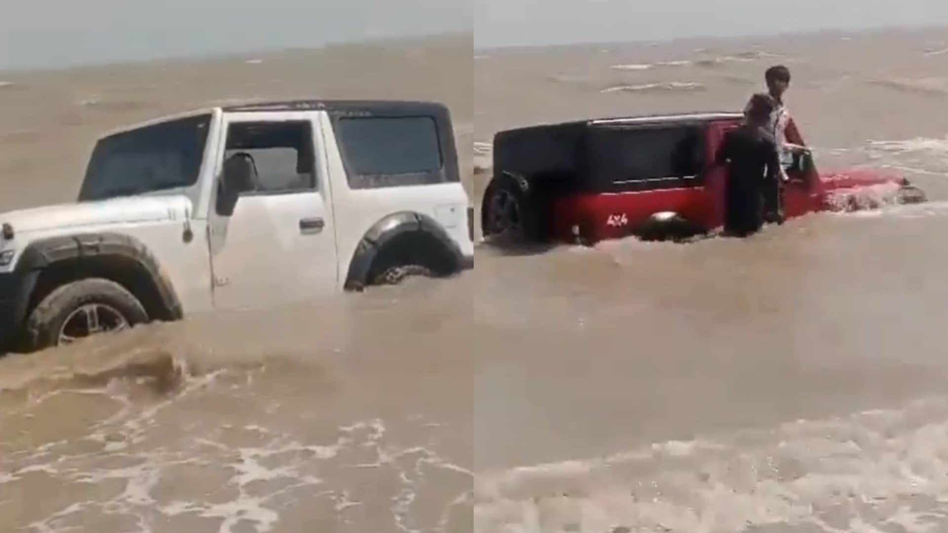 Viral Video: Gujarat Students Drive SUVs into The Sea to Create Reels ...