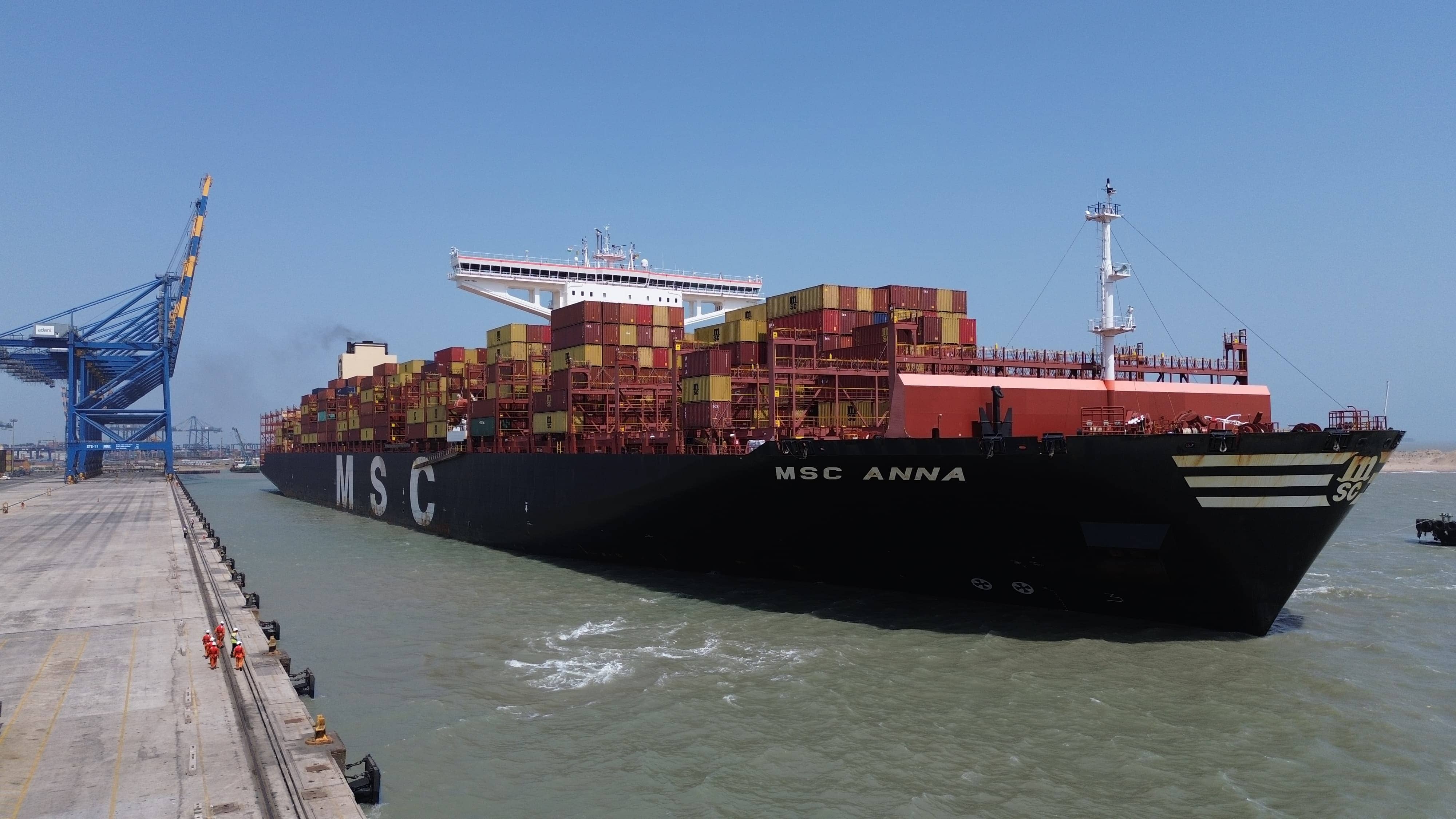 Largest container ship to arrive in India drops anchor at Adani Ports ...