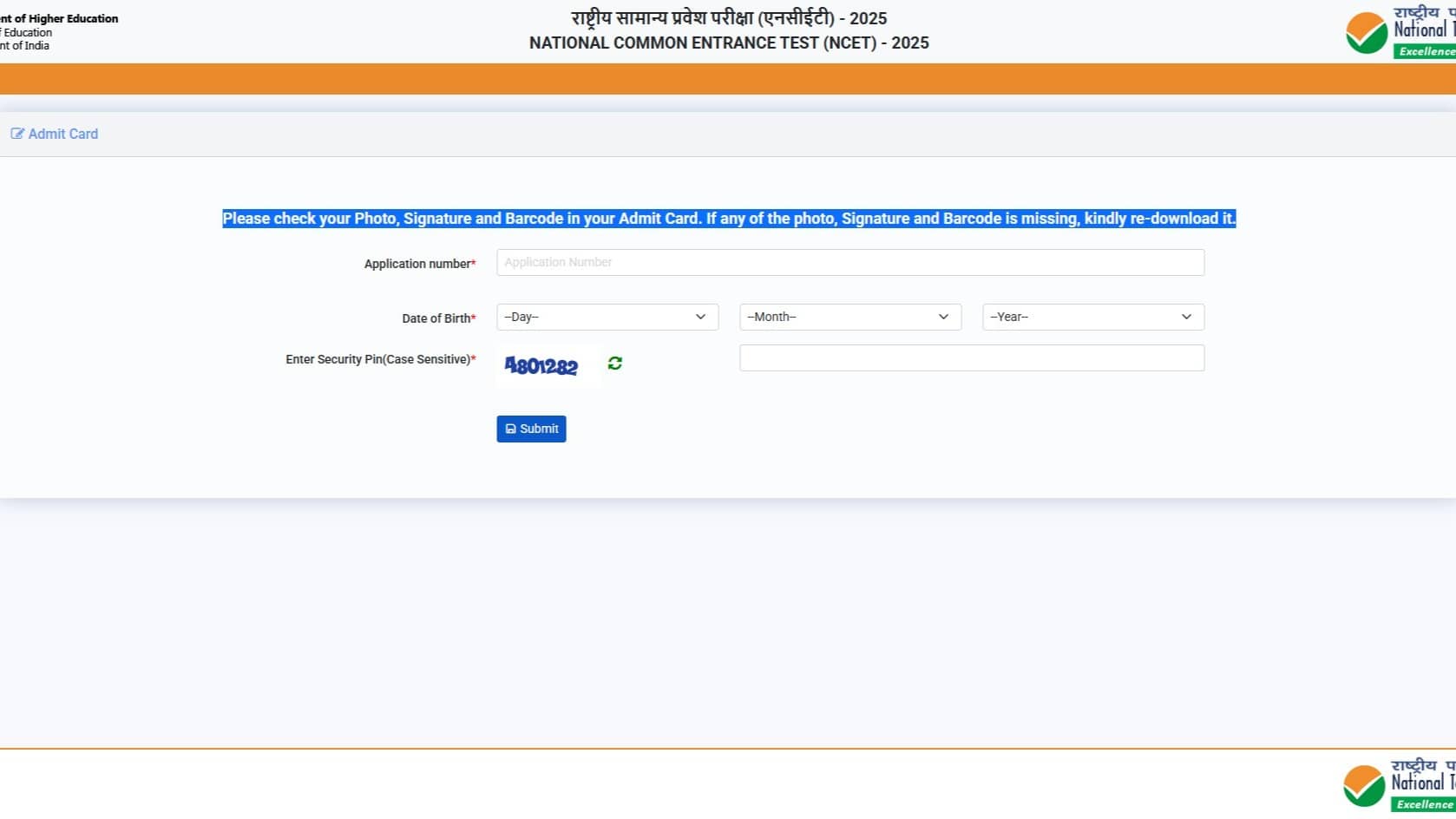 NCET Admit Card 2025 Released at exams.nta.ac.in, Direct Link to ...