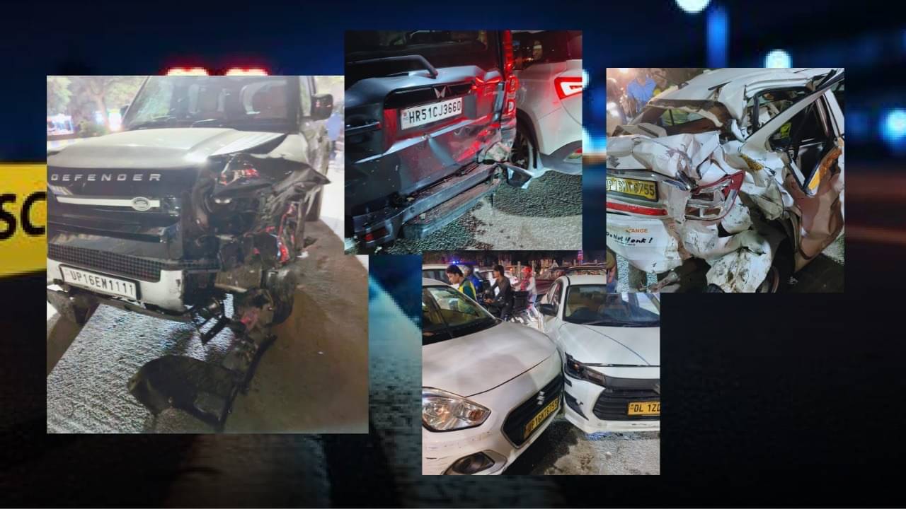 Noida Horror: Speeding Land Rover Defender Crashes into Six Vehicles ...