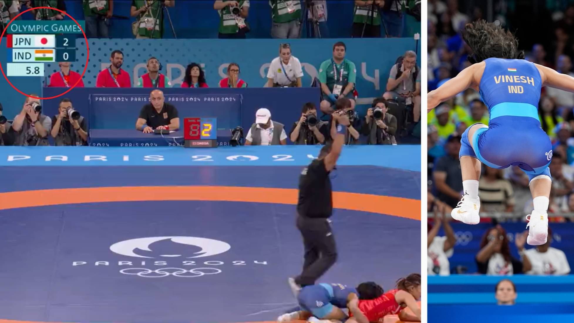 WATCH Vinesh Phogat come back from behind in last 5 seconds to shock ...