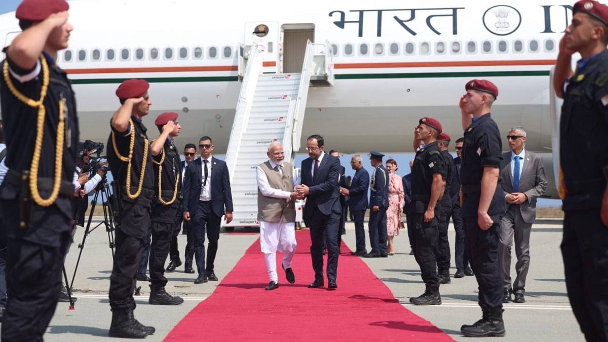PM Narendra Modi Lands In Cyprus On Historic Visit; Received By President, FM At Airport ...