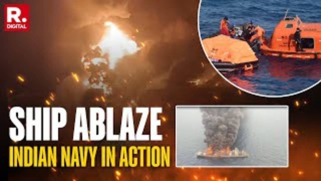 Shocking New Footage Shows Ship on Fire, Indian Navy Deploys INS Surat ...