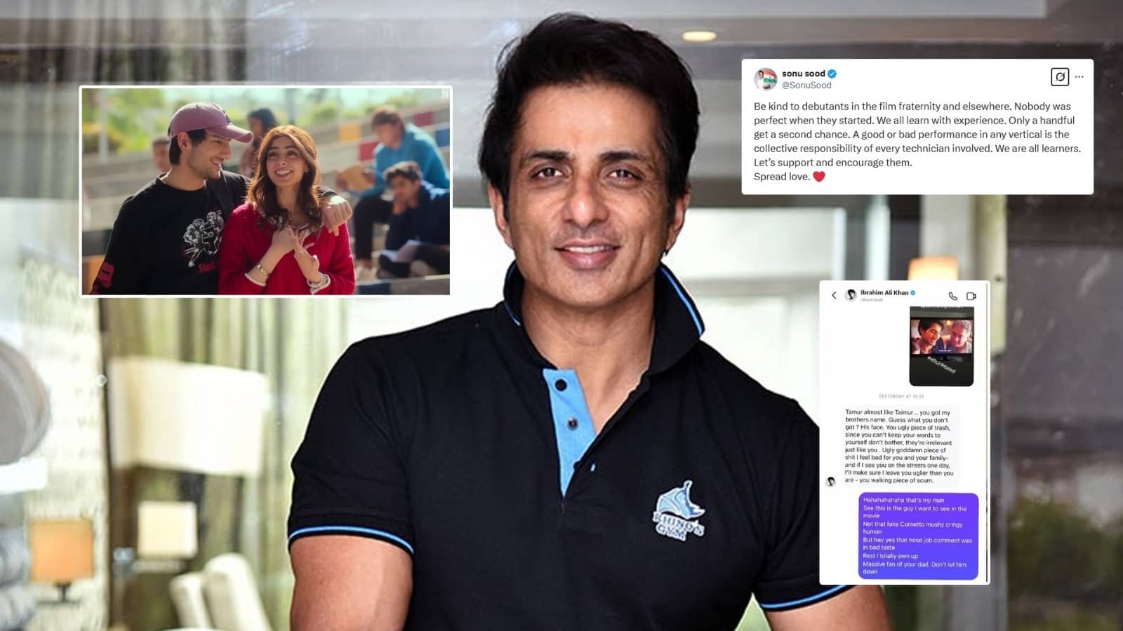 Sonu Sood Urges Netizens To 'Be Kind To Debutants' Amid Ibrahim Ali ...