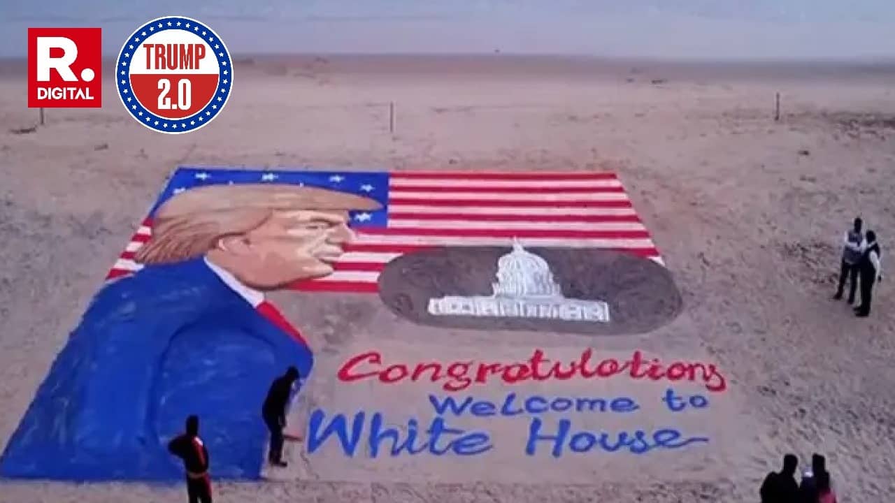 Sudarsan Pattnaik Creates 47-Foot-Long Sand Art of Donald Trump Ahead ...