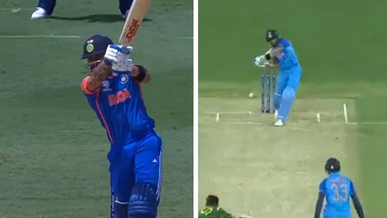 Virat Kohli recreates iconic 'Kohli goes down the ground...' SIX during ...