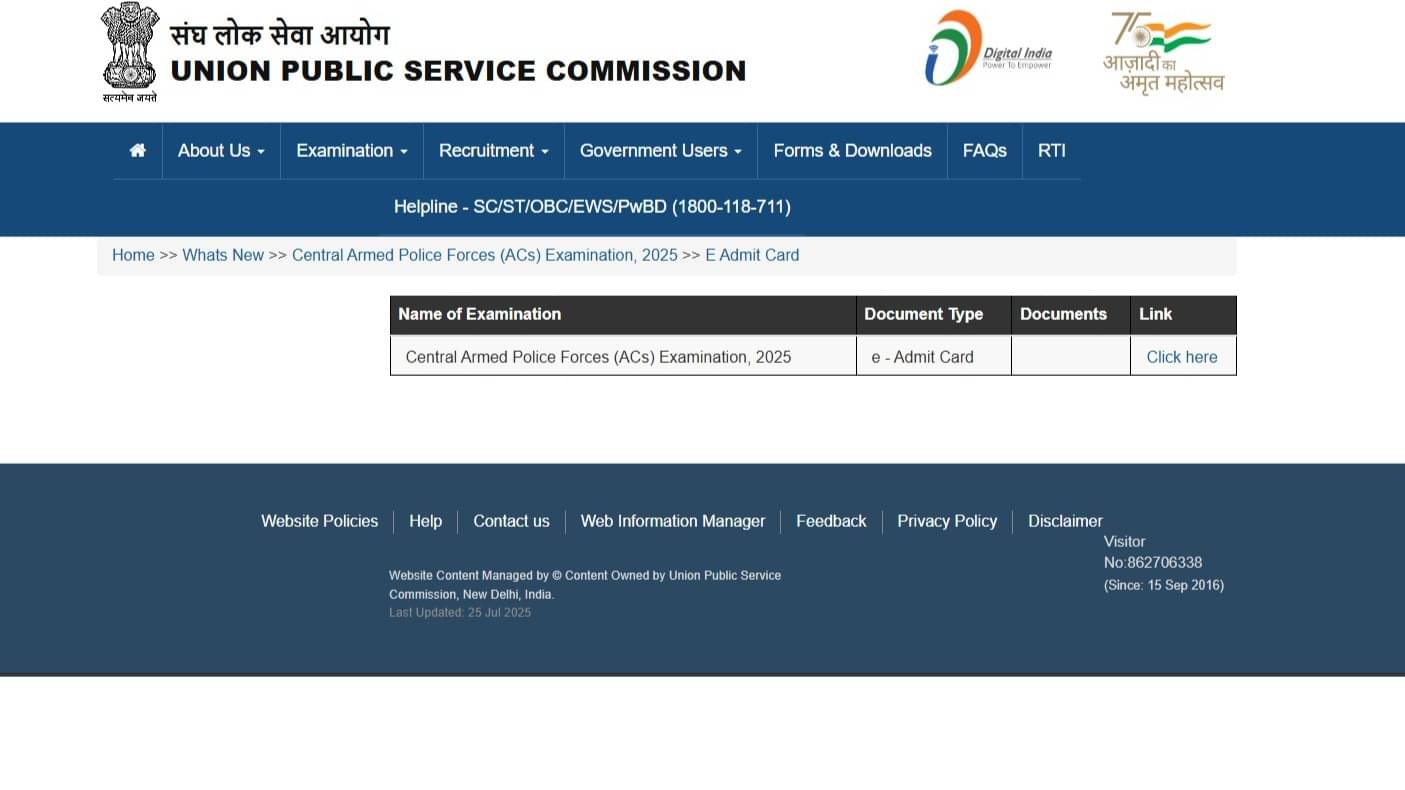 UPSC CAPF Admit Card 2025 Out at upsc.gov.in, Here's How to Download ...