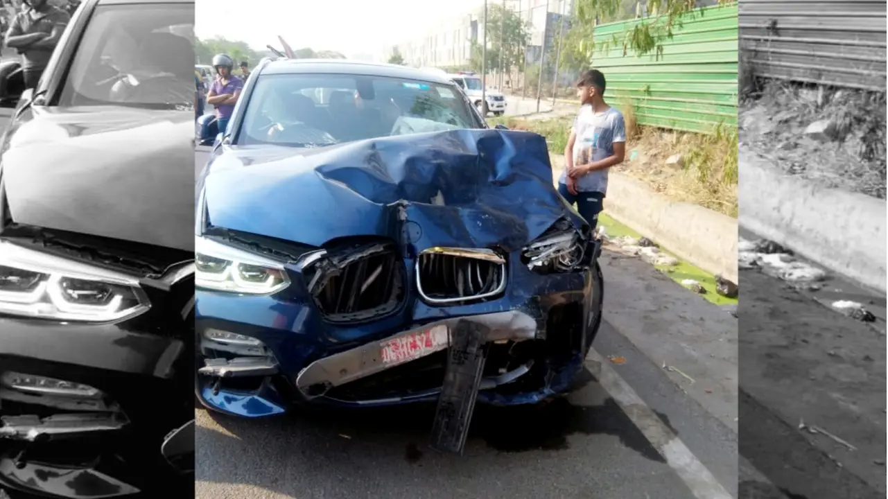 तेज रफ्तार से आ रही BMW ने मारी ई-रिक्शा को टक्कर, वाहनों के उड़े ...
