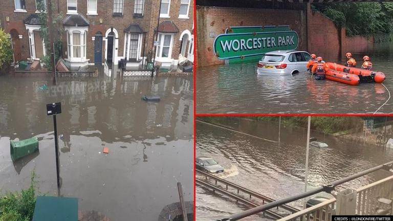 London flash floods: Roads submerged and traffic disrupted as heavy ...