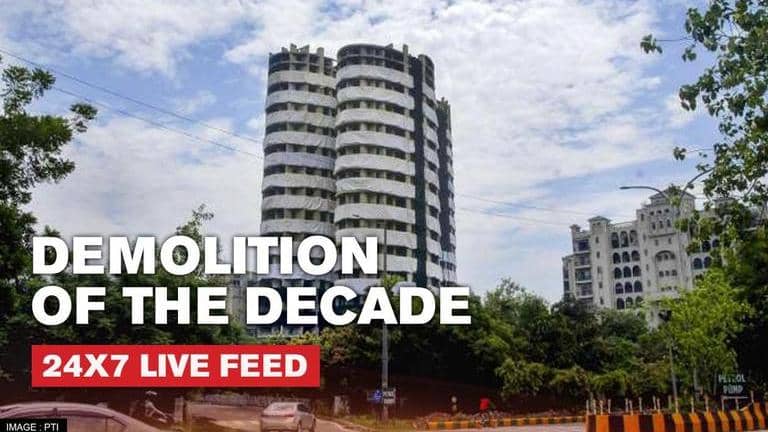 24x7 LIVE Feed of Noida Supertech Twin Towers' Demolition: Watch what's ...