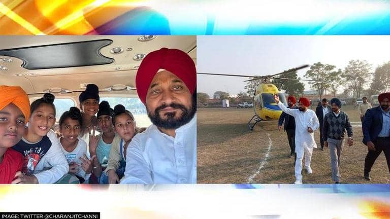 Punjab CM Channi gives free helicopter ride to local kids amid Congress ...