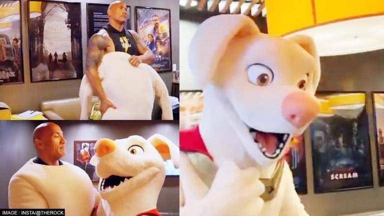 Dwayne Johnson surprises fans disguised as Krypto at 'DC League Of ...