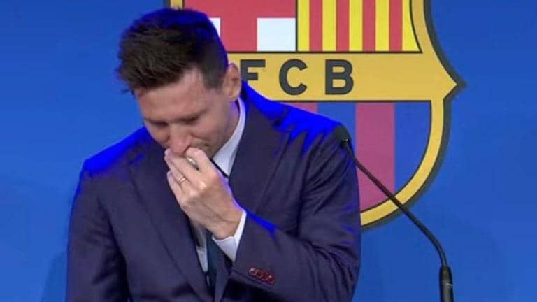 Lionel Messi breaks down as he bids adieu to Barcelona, calls his exit ...