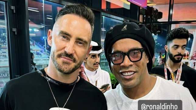 Football great Ronaldinho meets David Beckham, cricket star Faf du ...