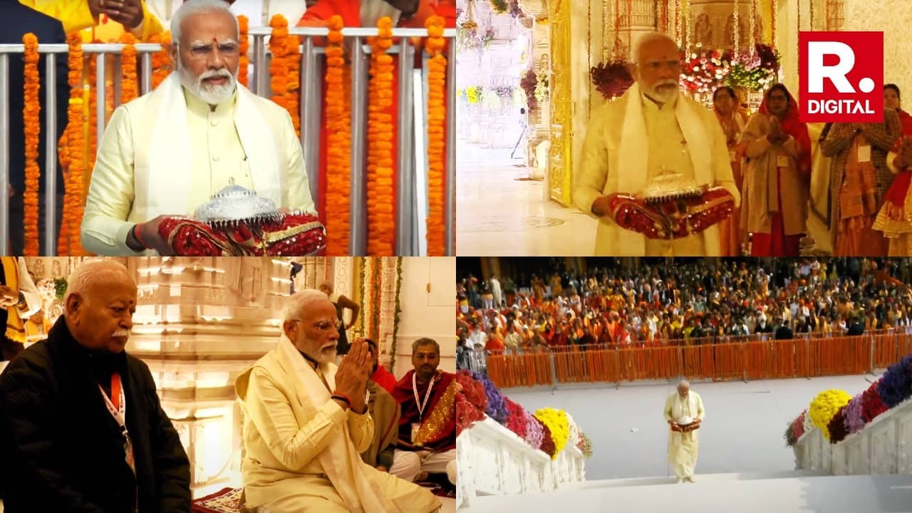 Frame-by-Frame: PM Modi, Mohan Bhagwat Perform Pran Pratishtha In Ram ...