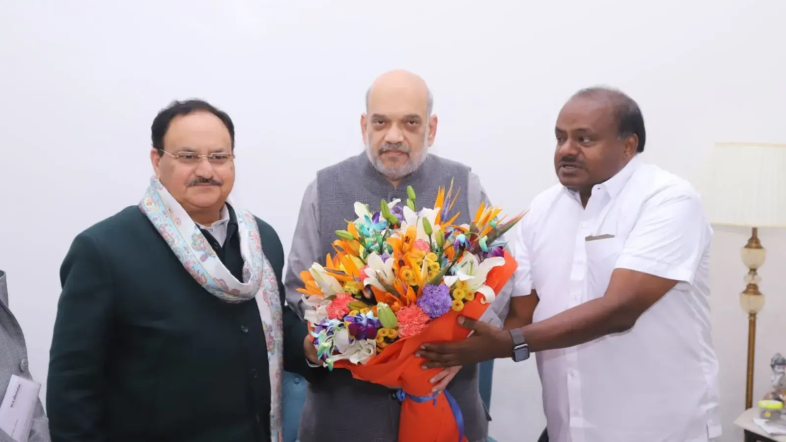 Bjp Jds Alliance Hdk Holds First Formal Meet With Amit Shah And Nadda