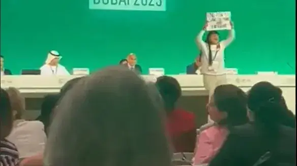 12 Yr Old Indian Climate Activist Storms Stage Of Cop28 To Protest