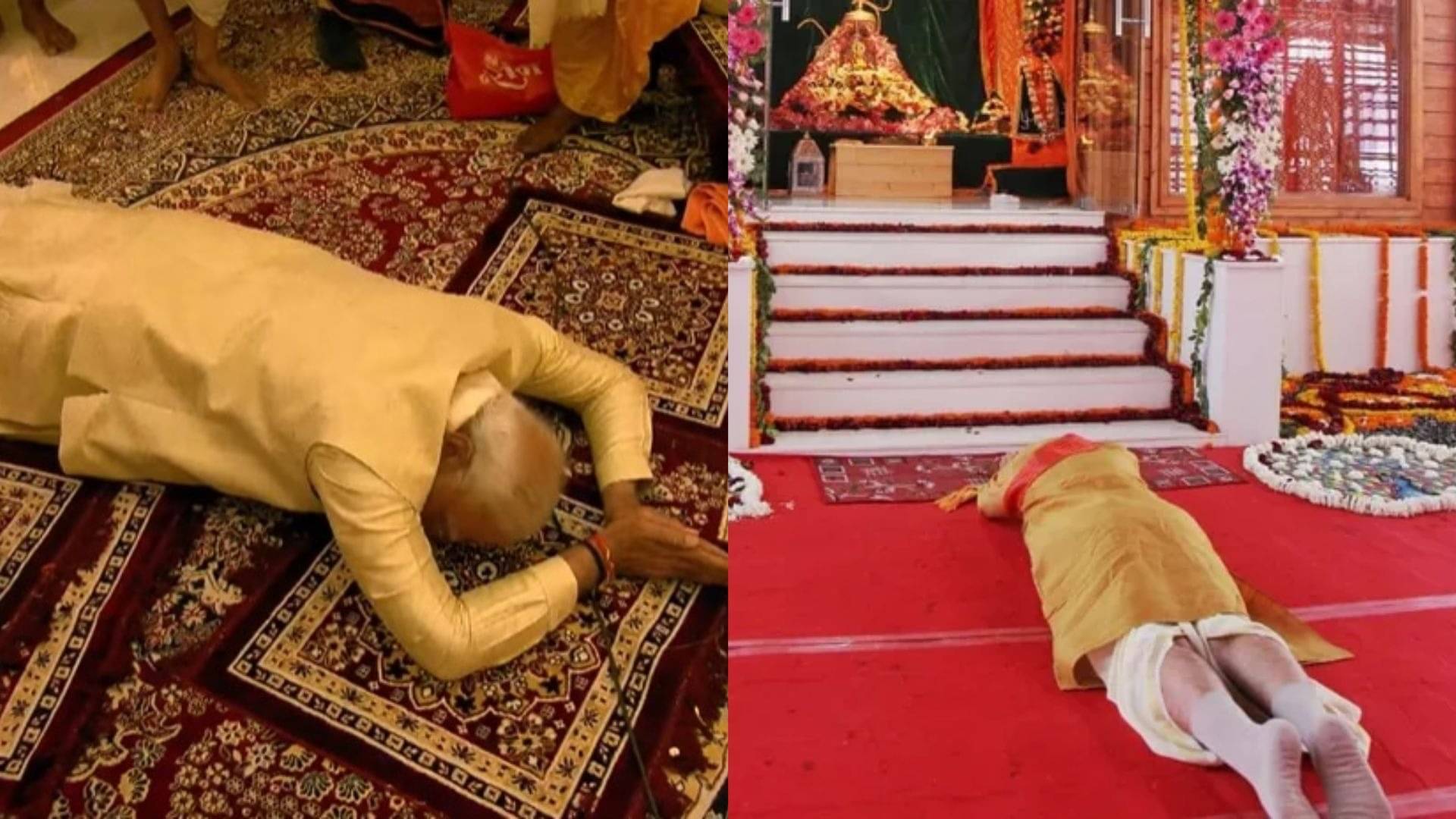 Three Years After Bhoomi Pujan Pm Modi Does Dandvat Pranam Again At Ram Mandir Republic World 