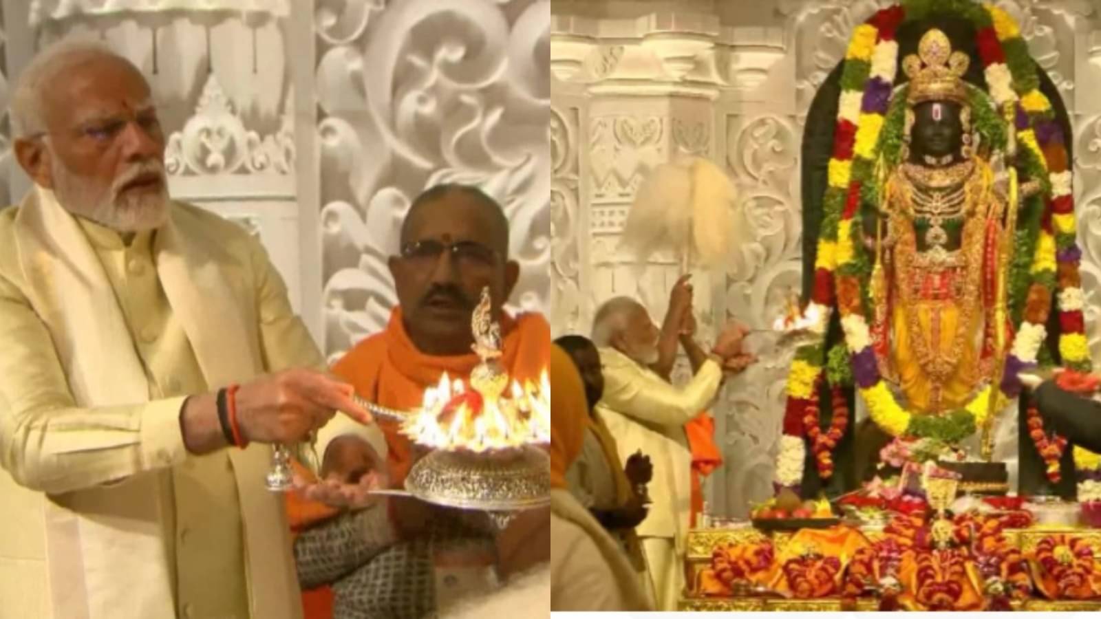 Ram Mandir Ayodhya: PM Modi Performs Aarti of Ram Lalla Idol After Pran Pratistha Ceremony ...