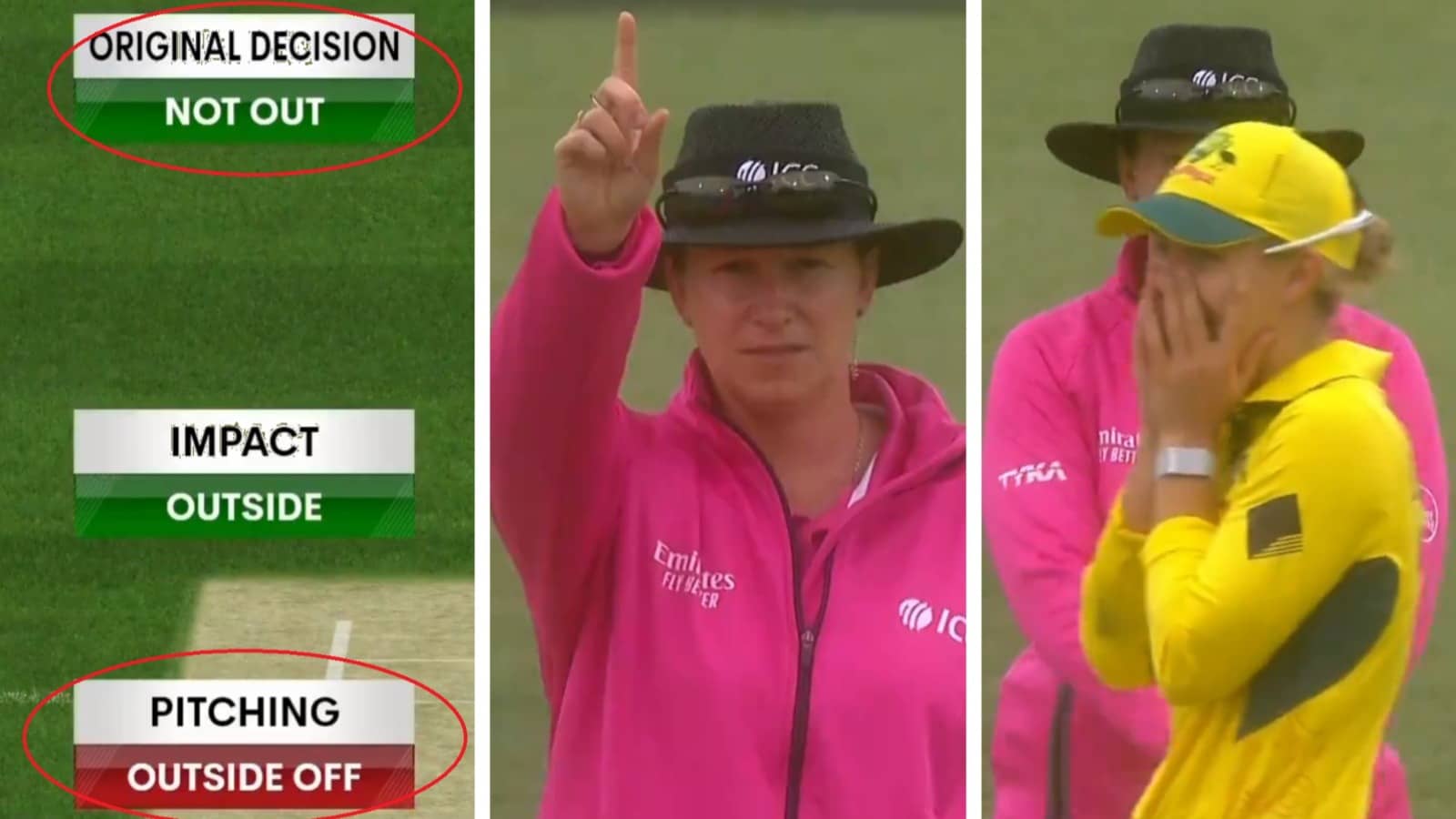 UMPIRE GIVES OUT when 3rd UMPIRE GAVE NOT OUT: Australian players left ...