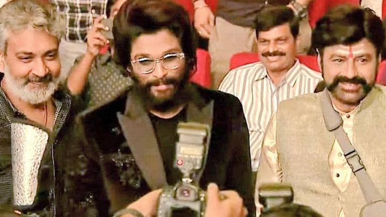Allu Arjun, SS Rajamouli & Bala Krishna snapped together at Akhanda pre ...