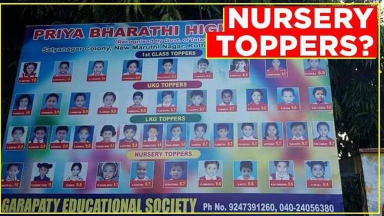 Hyderabad School receives flak for announcing kg 'toppers' on hoarding ...