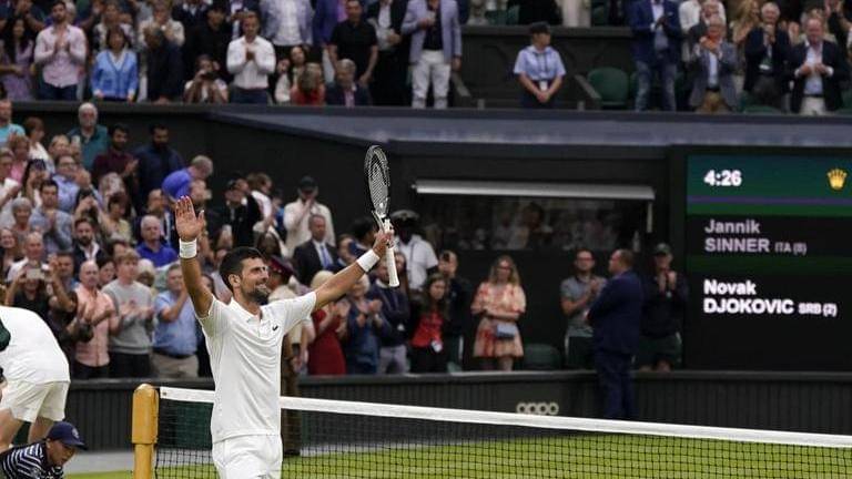 Novak Djokovic defeats Jannik Sinner at Wimbledon to reach the final and near an eighth title ...