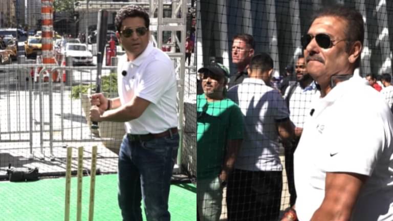 Sachin Tendulkar tries his hands on baseball, hits a near-perfect shot ...