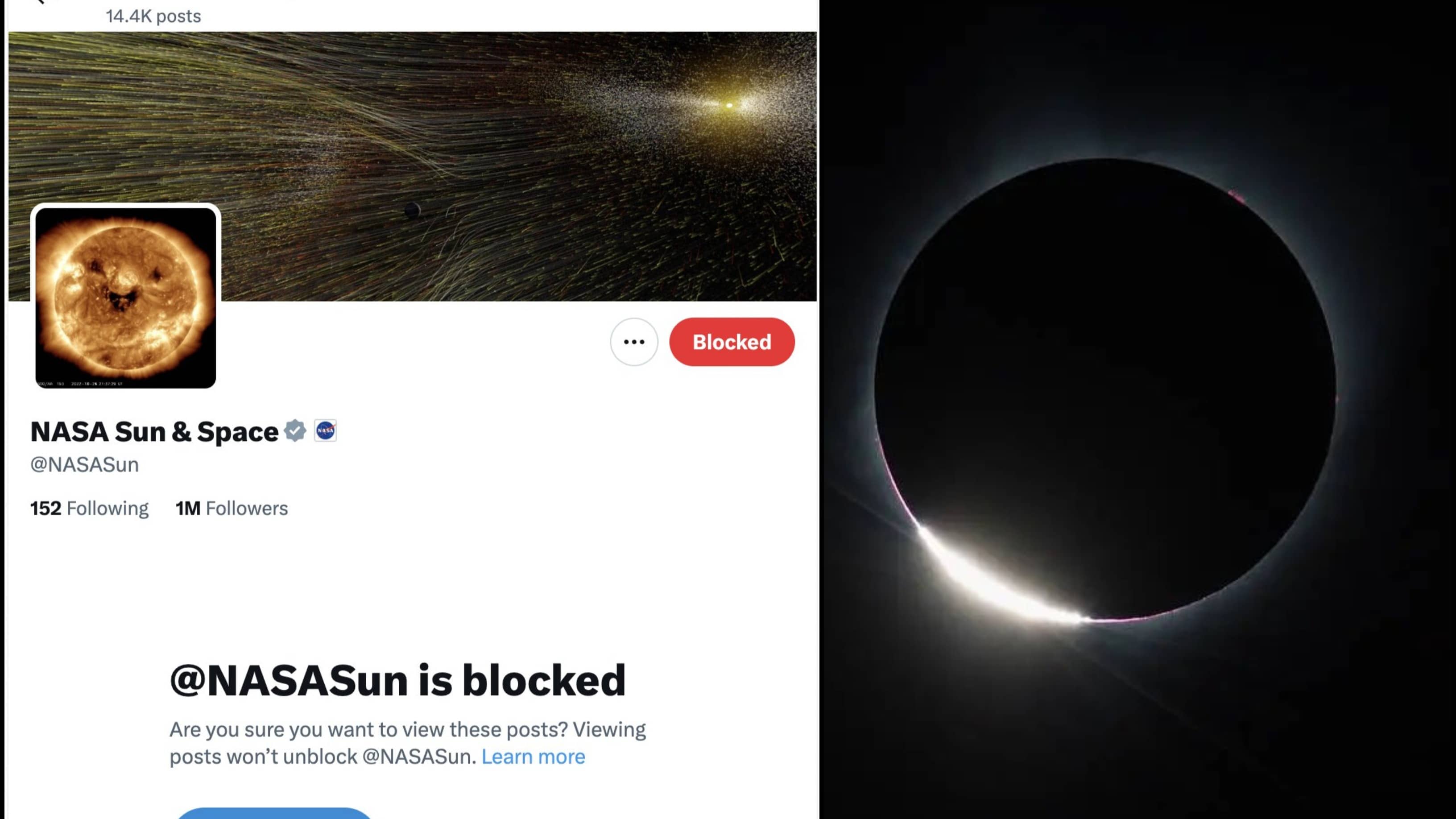 “Oops I Did It Again”: NASA Moon Blocked NASA Sun Account On X During ...