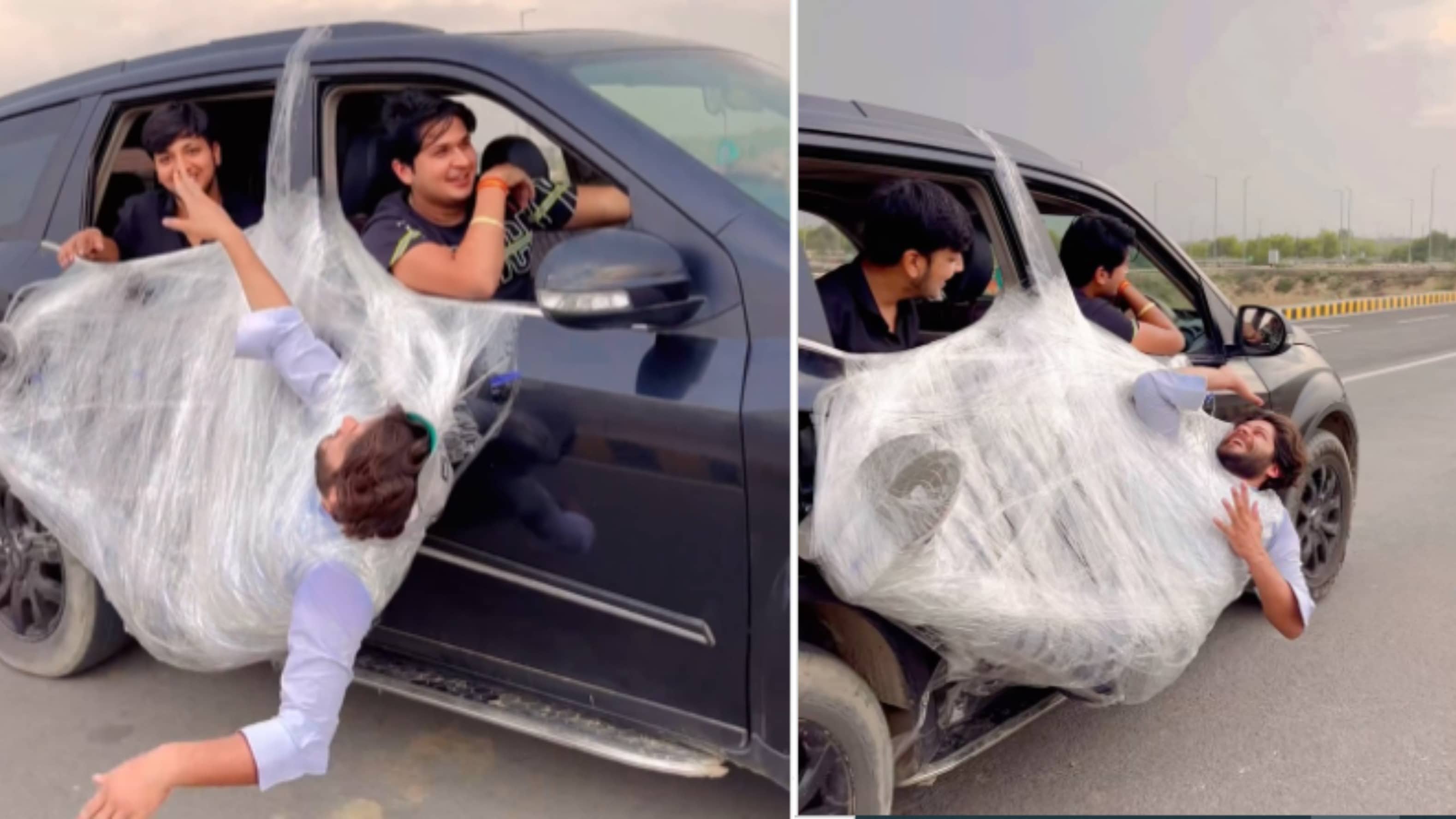 Man's Daredevil Stunt on Moving Car Catches Attention of Netizens ...
