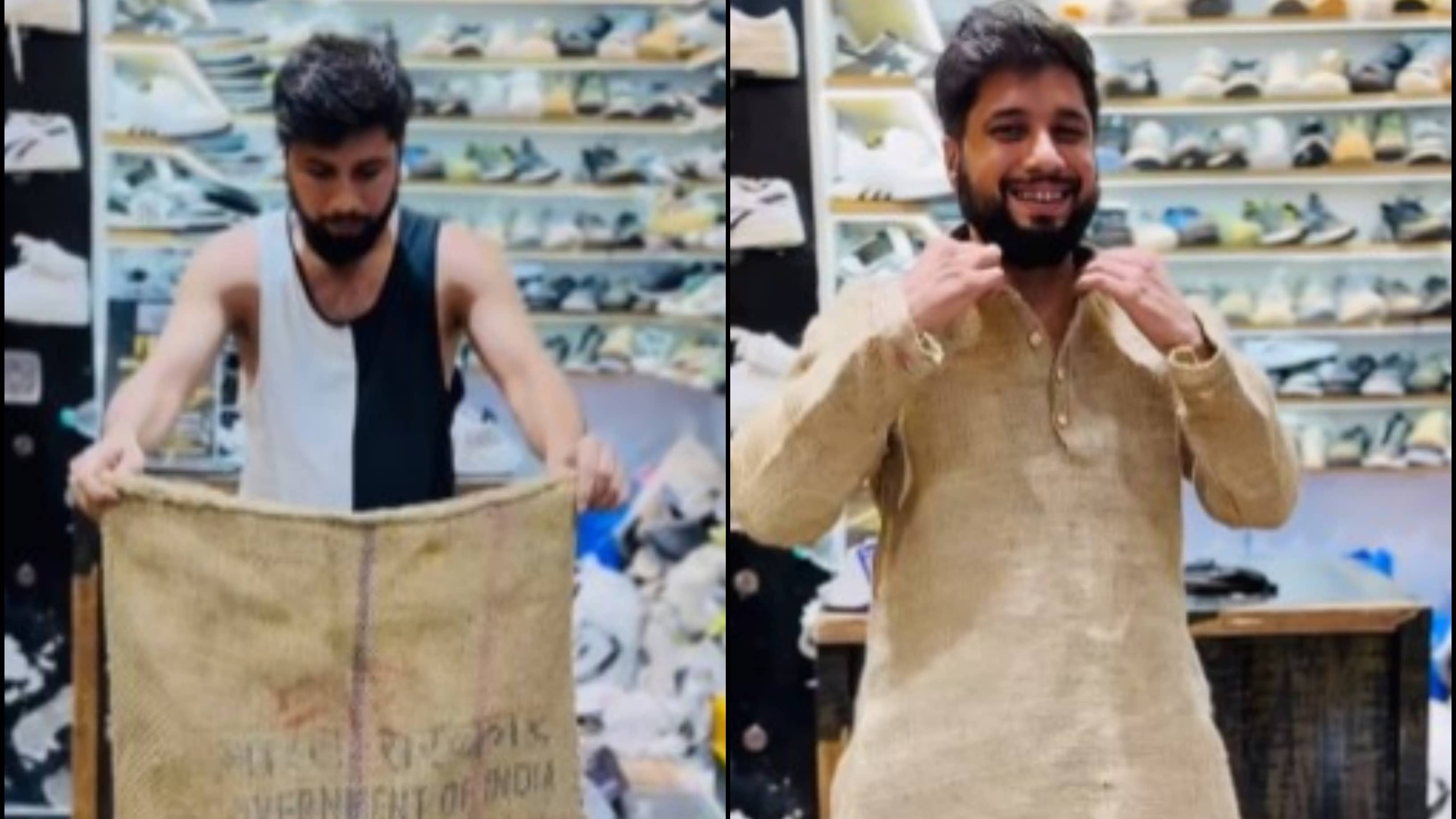 ‘Goni Kurta’: Man Wears Kurta Made From Sack Bag Material, Netizens ...
